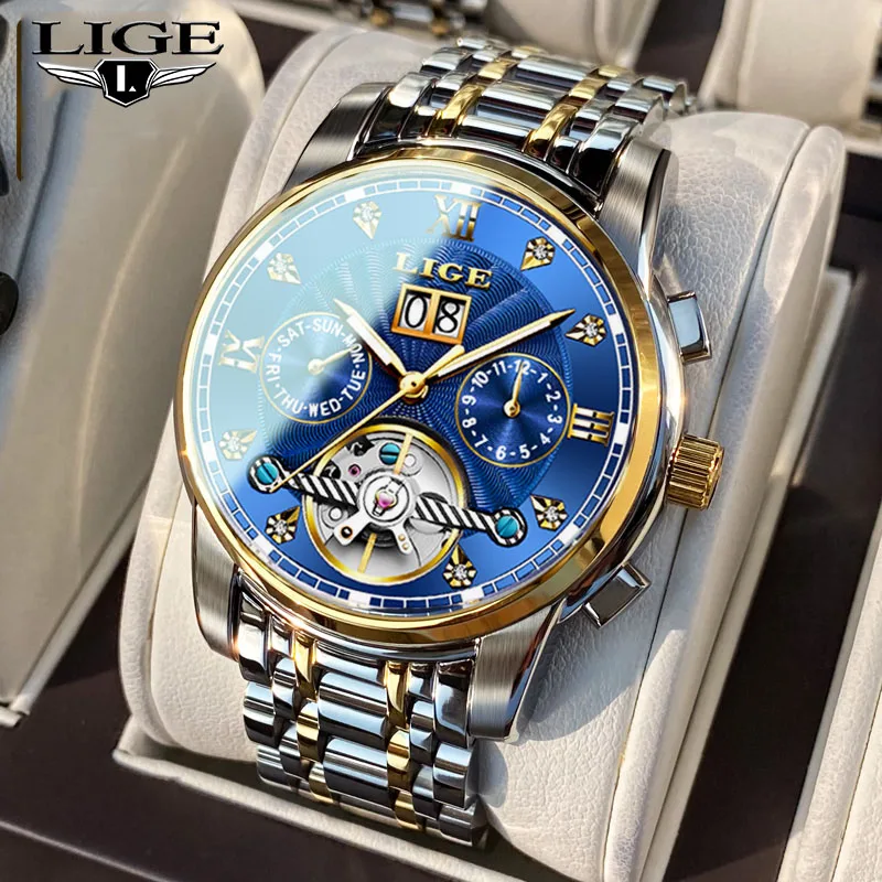LIGE-Luxury-Men-Watch-Tourbillon-Mechanical-Wristwatch-Hand-Wind ...