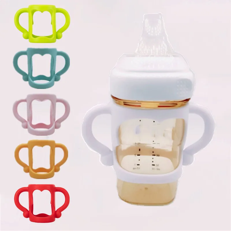 BPA Free Silicone Baby Bottle Grip Handle Universal Heat Resistant Wide ...
