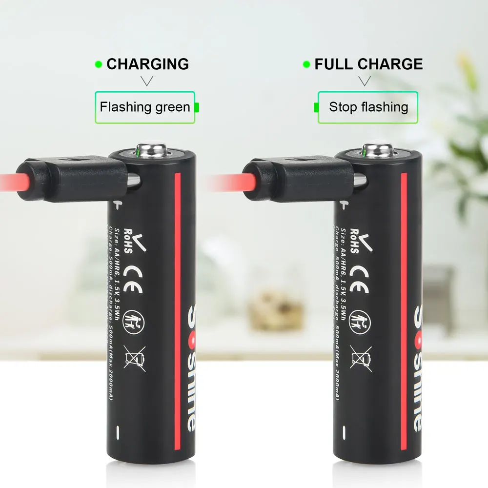 CityTree 1.5V 3500mWh AA Rechargeable Battery USB Type-C Rechargeable ...