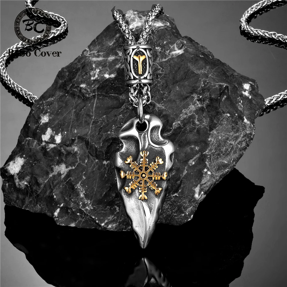 Norse Mythology Spear Gungnir Viking Shield Necklaces Men Stainless ...
