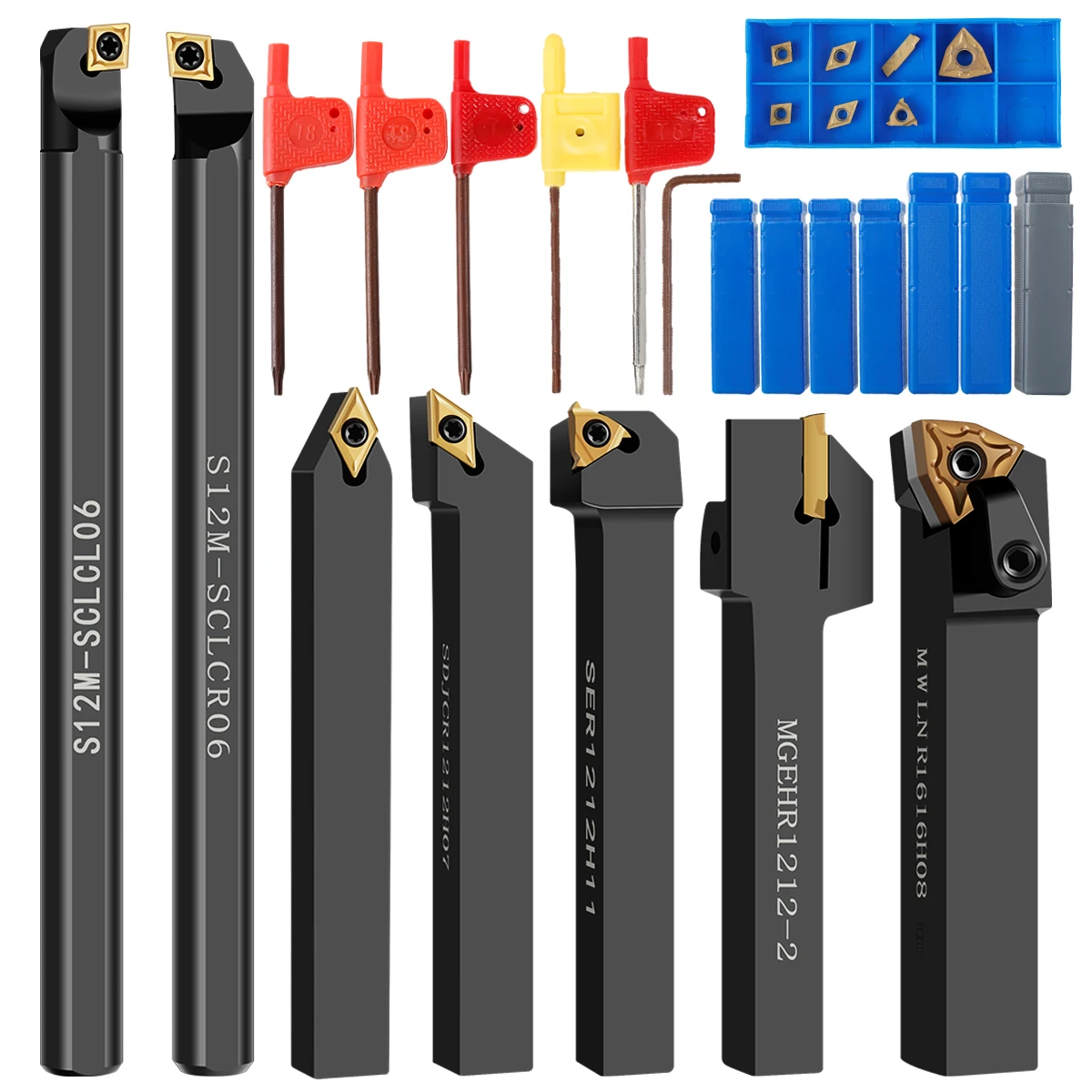 20Pcs-Lathe-Turning-Tool-Professional-Carbide-Turning-Tool-Holder-Set ...