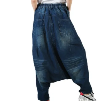 Denim Cross-Pants Women High Waist Nine Points Harem Jeans Boyfriend ...