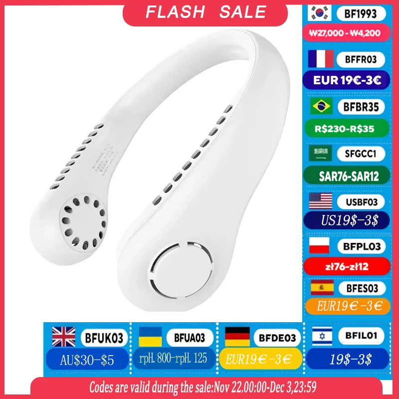 New-Mini-Neck-Fan-Portable-Bladeless-Hanging-Neck-1200mAh-Rechargeable ...
