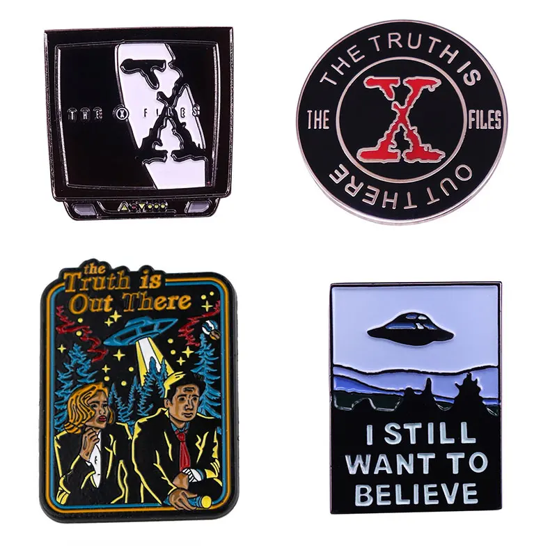 Pin-esmaltado-The-X-Files-Bring-Back-insignia-de-broche-de-Metal-UFO ...