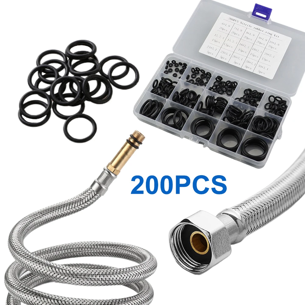 200Pcs-Rubber-O-Ring-Set-Gaskets-Boxed-Seal-Nitrile-Rubber-Bands ...