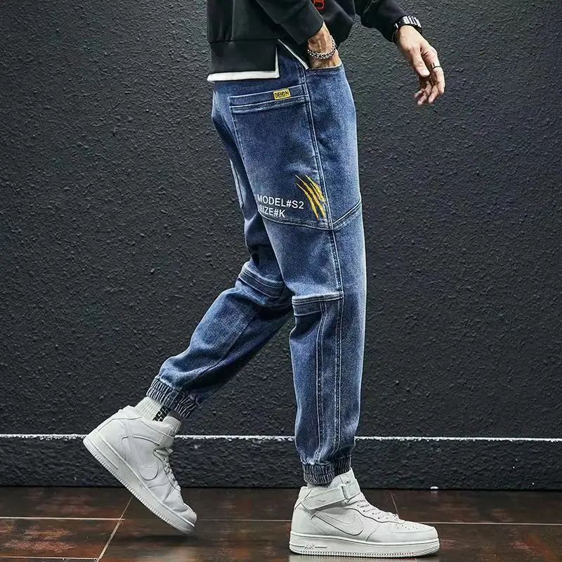 Classic Streetwear Casual Men Ribbons Harem Jogging Pants Male Slim Fit