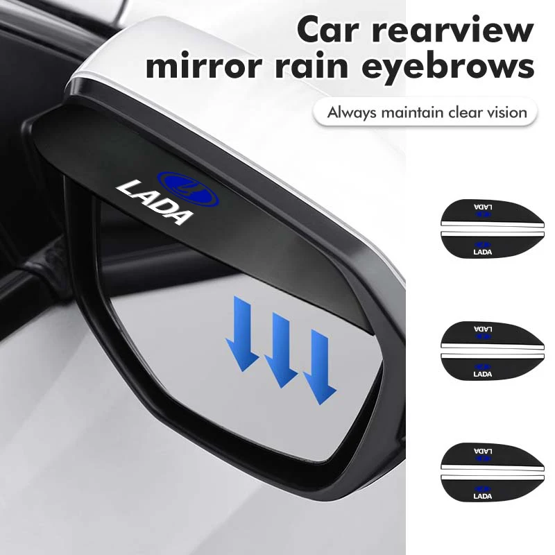 2pcs Car Rear View Mirror Sticker Rain-Proof Protective Cover For Lada ...