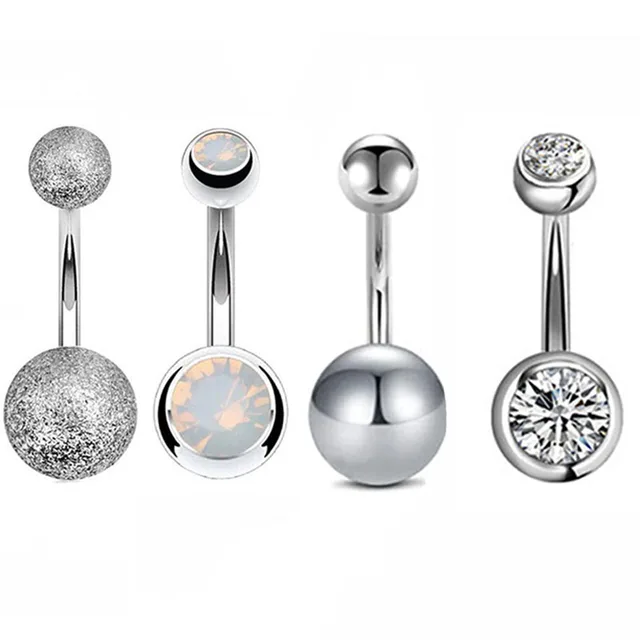 4PC Claw Belly Button Piercing Set Surgical Steel Crystal Belly ...