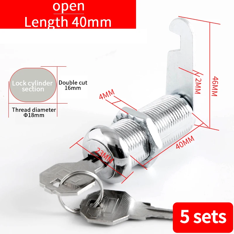 Generic 5 SETS File Cabinet Lock Iron Sheet Locker Cylinder Employee ...