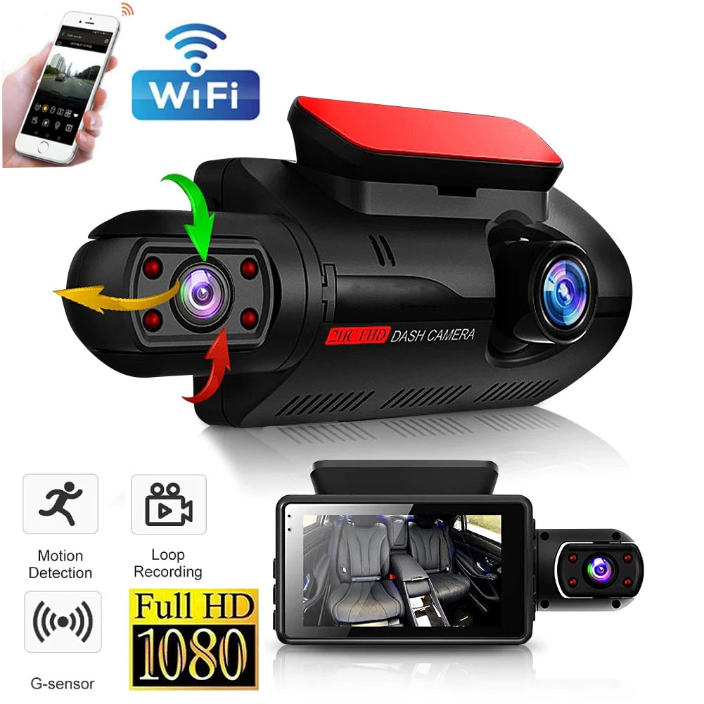 Dual Lens Dash Cam Hd 1080p Car Video Recorder With Wifi Night Vision G ...