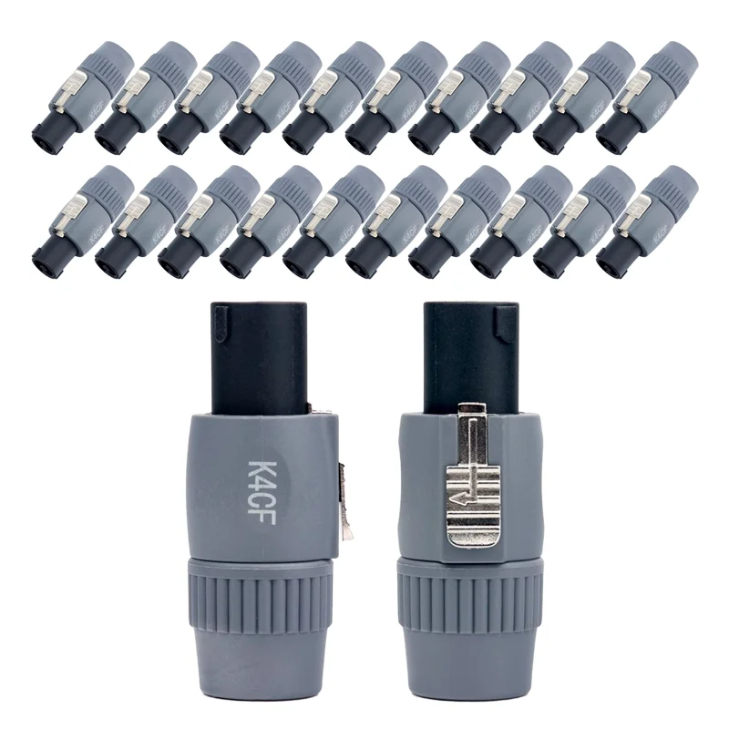 5-20-100Pcs-4Pin-Speakon-Grey-XLR-Plug-With-Lock-K4CF-Audio-XLR-Male ...