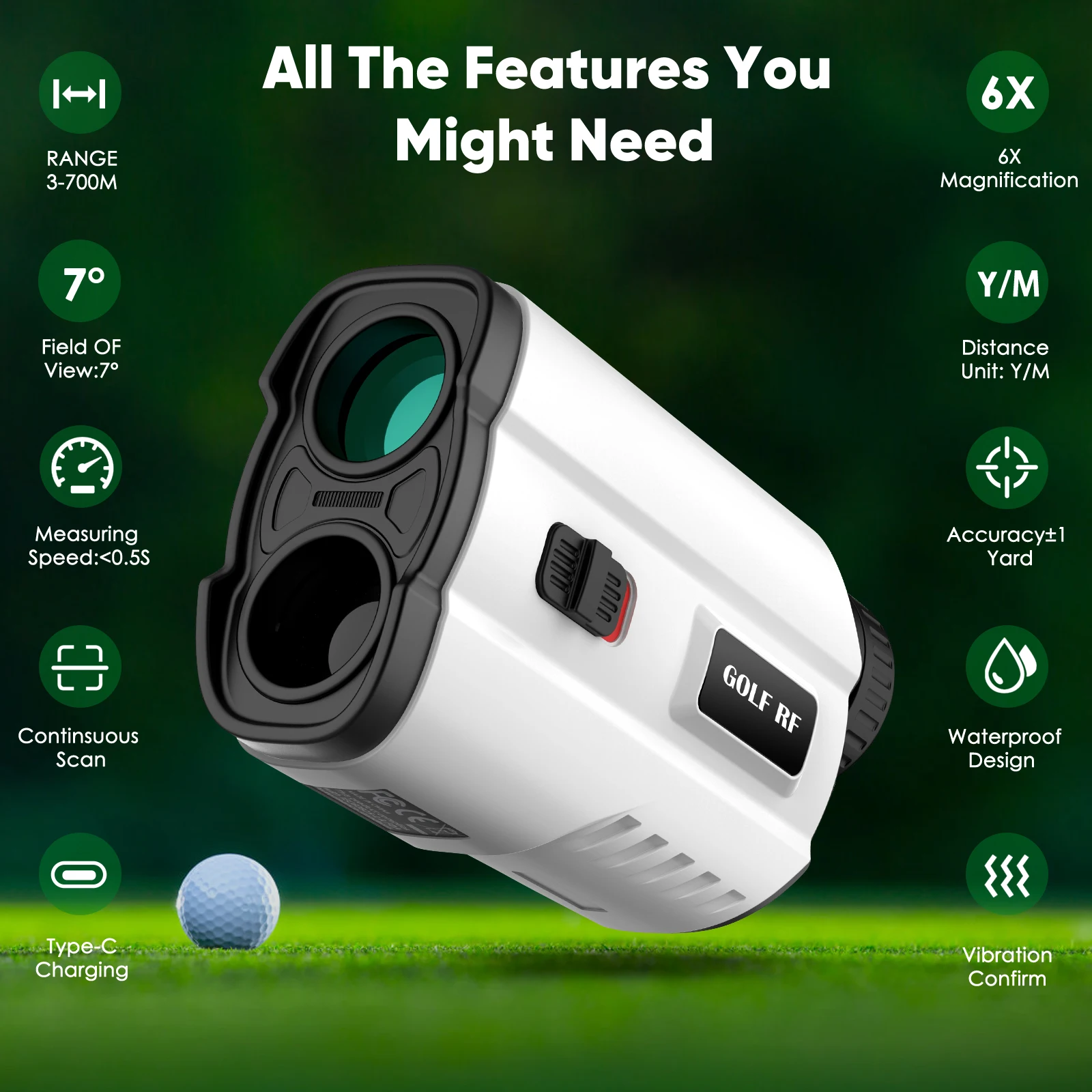 Hawkray-Rechargeable-Golf-Laser-Range-Finder-700-yard-with-slope-on-off ...