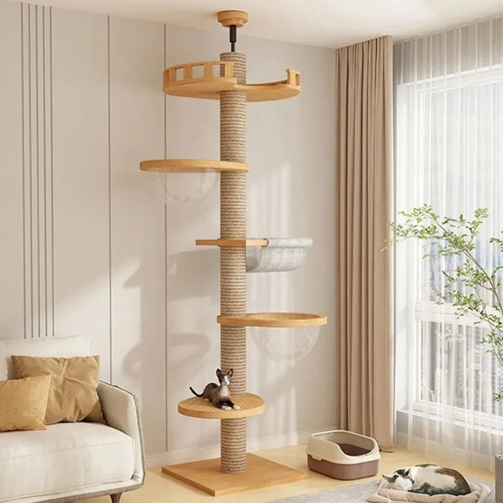 Cat-Tree-Floor-To-Ceiling-Cat-Tower-with-With-Scratching-Post-Hammock ...