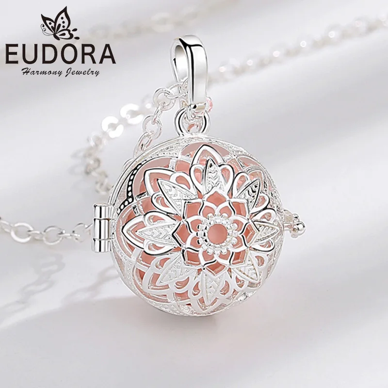 Eudora Harmony Ball 18mm Flower Cage Necklace Angel Caller Bola Pendant ...