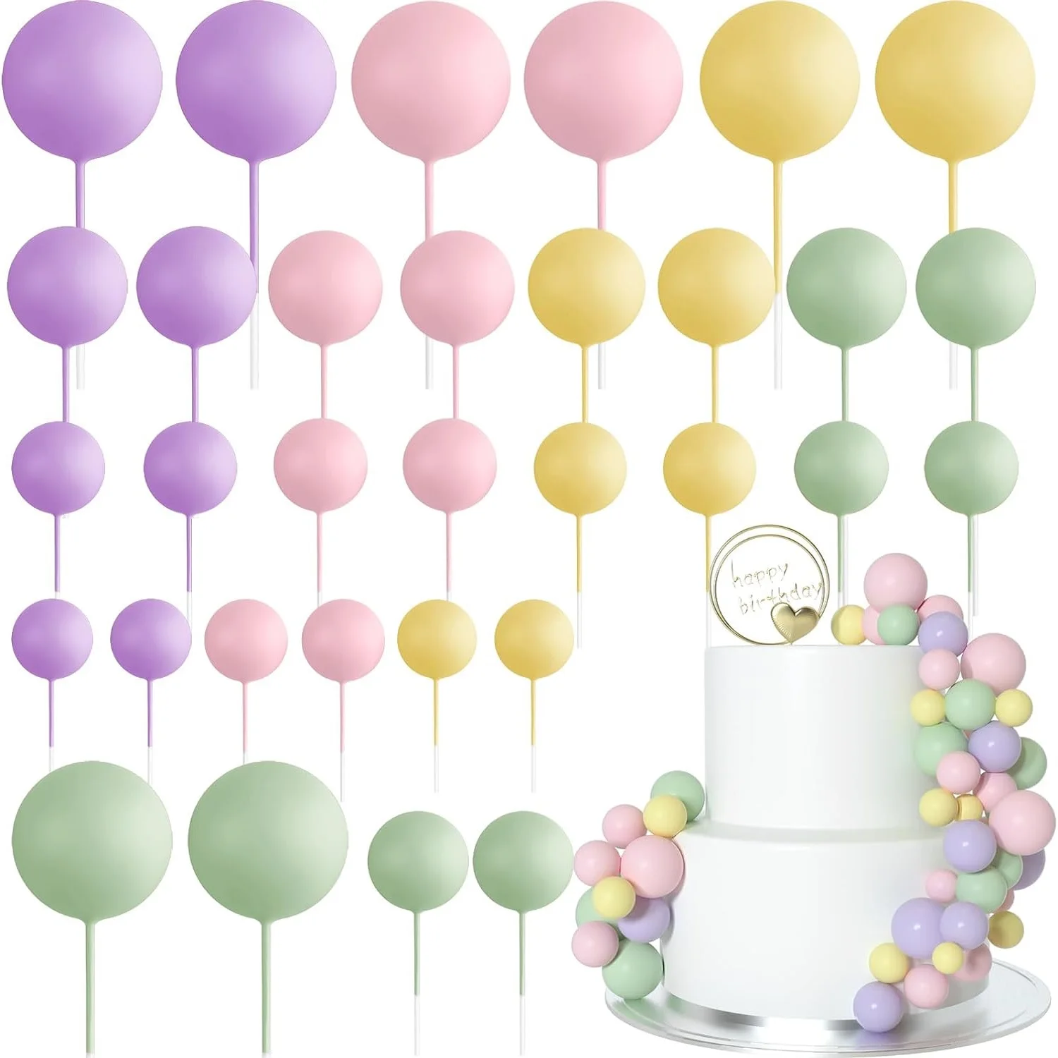 Colorful-Foam-Balls-Cake-Topper-DIY-Insert-Cake-Decoration-for-Baby ...
