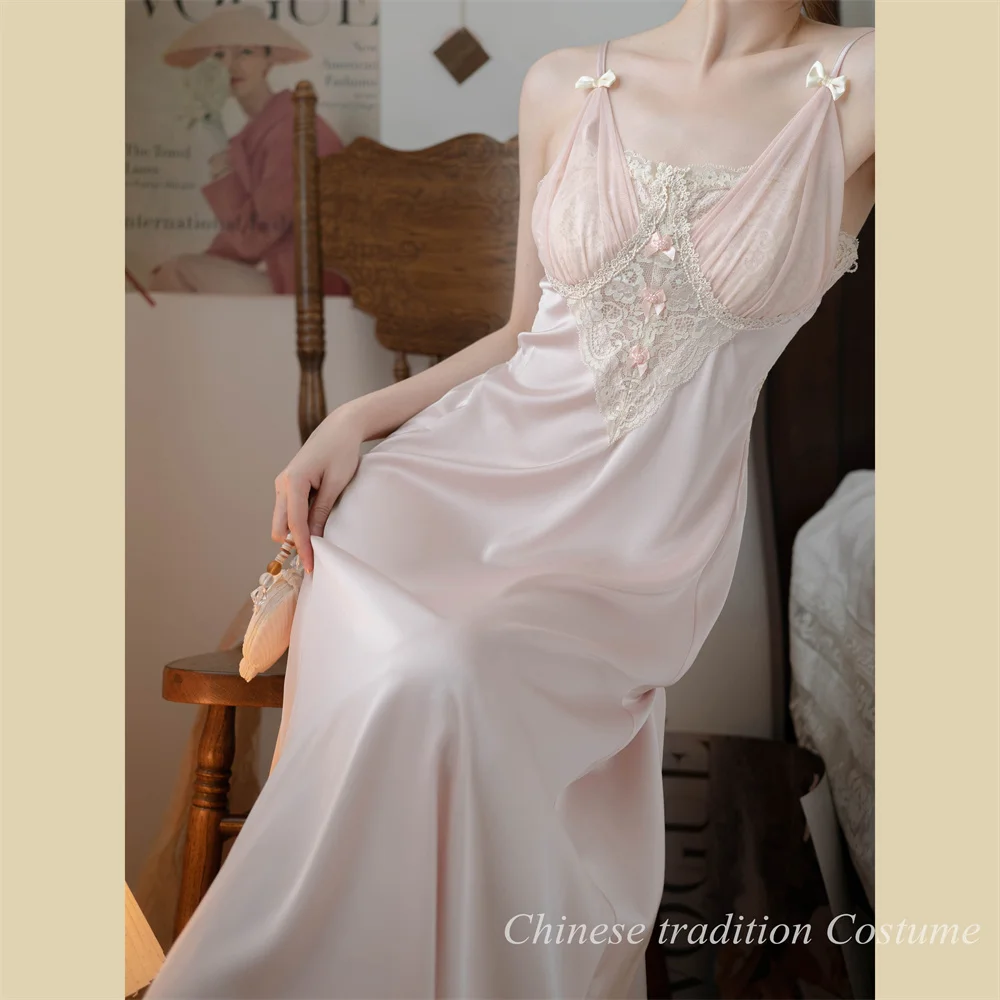 French-Style-Princess-Nightgown-Set-2Pcs-Sexy-Satin-Robe-Set-Loungewear-Long-Nightwear-Sleepwear ...