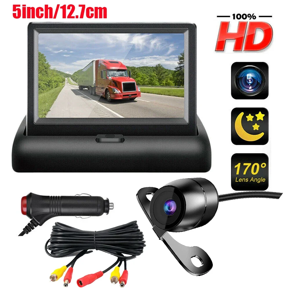 Foldable-Car-Monitor-5-Inch-TFT-LCD-Screen-HD-Parking-Monitor-2-channel ...