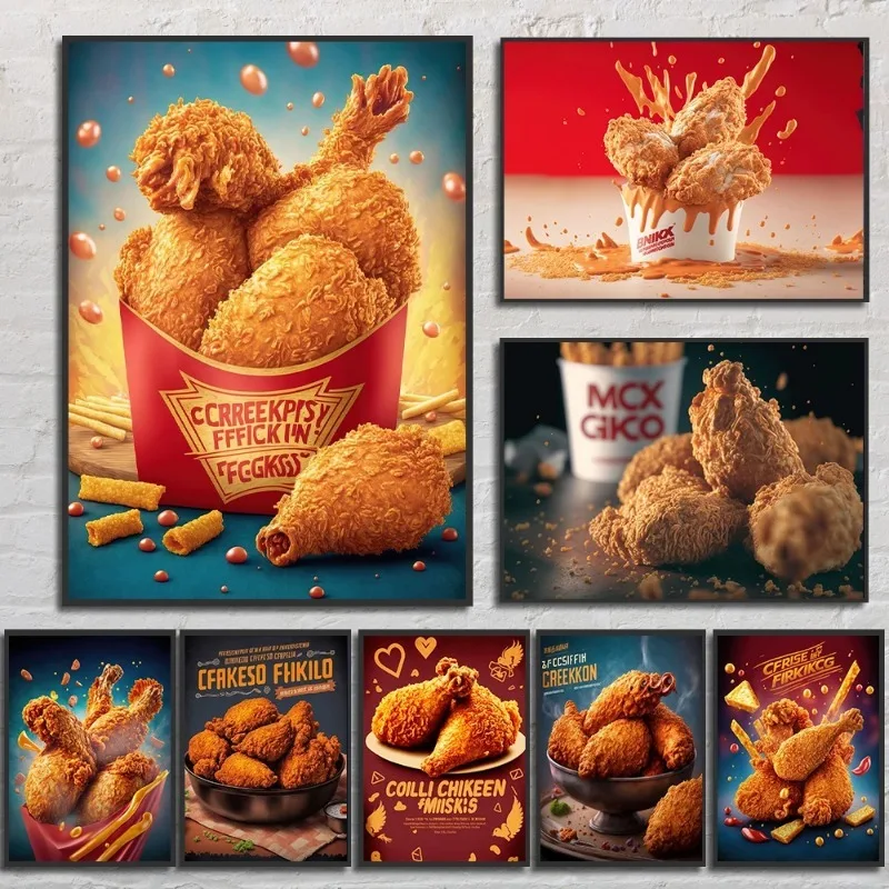 Fried-Chicken-and-French-Fries-Art-Poster-Canvas-Prints-Fried-Food ...
