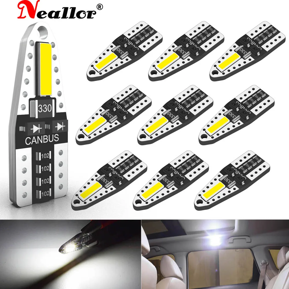 10pcs T10 W5W LED White Car Interior Lights Map Dome Reading Lamp for ...