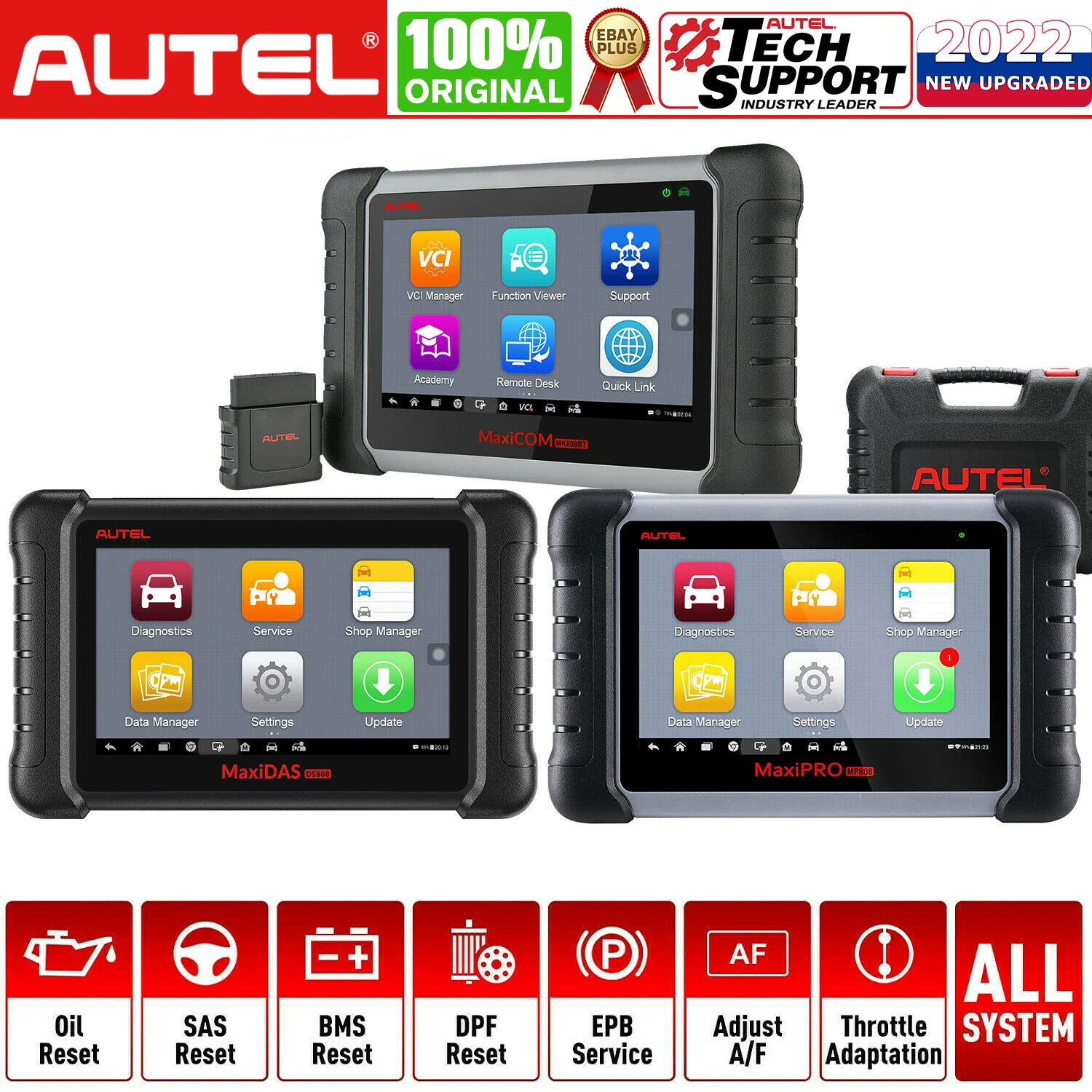 Autel Diagnostic Tool 808 Series Auto Scanner Autel Maxicom Mk808bt ...