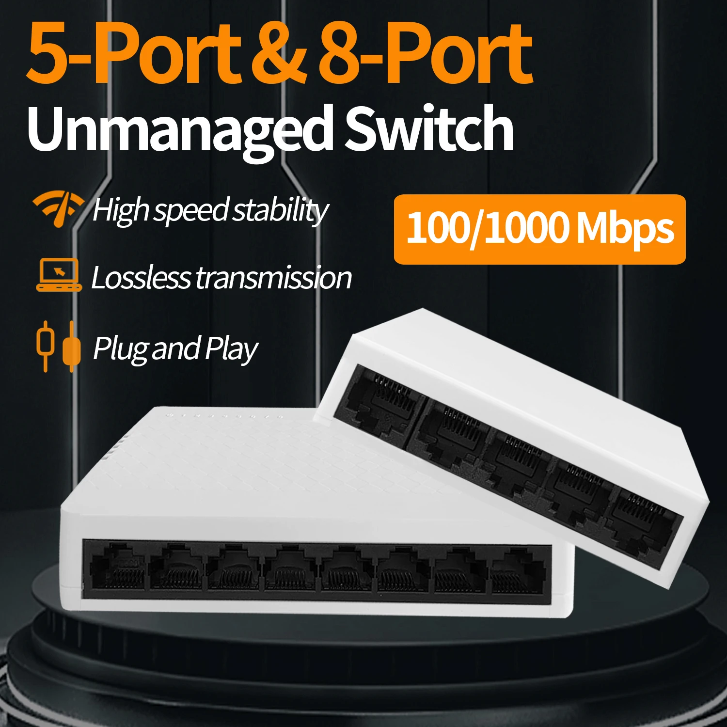 100M-1000M-Unmanaged-Network-Ethernet-Switch-5-8Port-Fast-RJ45-LAN ...