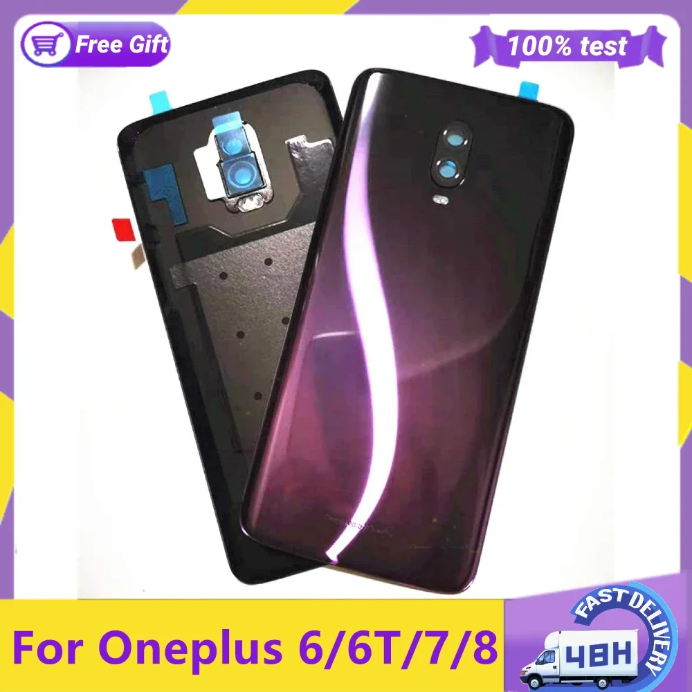 For Oneplus 6 6T 7 7t 8 Battery Cover Back Cover Rear Panel Glass with ...