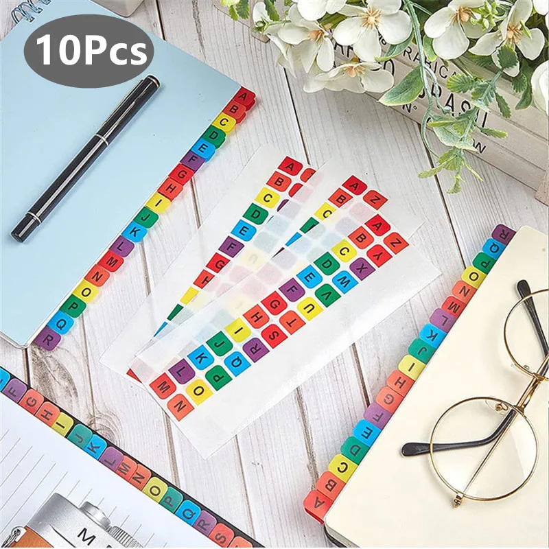 10-Pcs-A-Z-Sticky-Notes-Self-Adhesive-Annotation-Book-BookMarker-Memo ...
