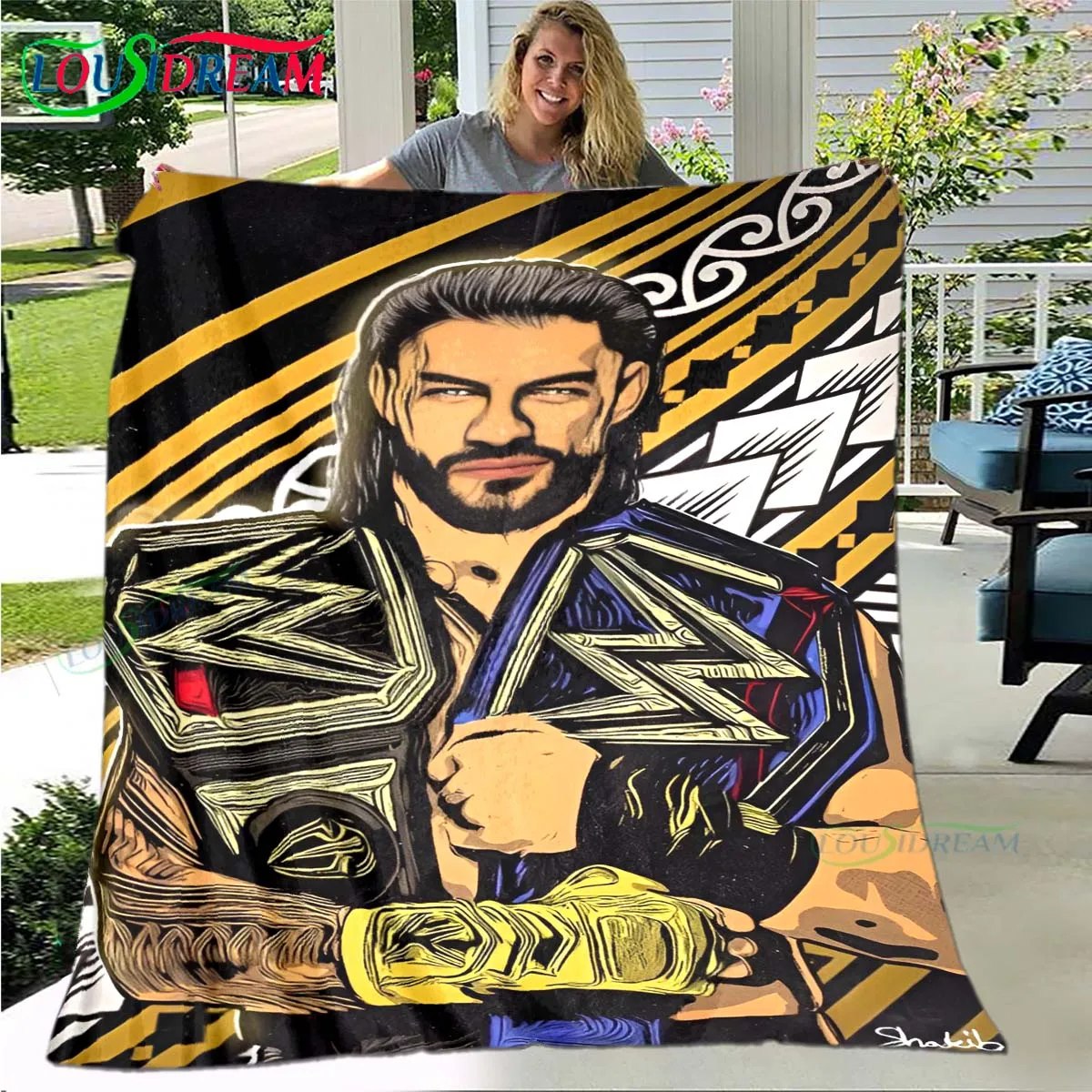 Fashion Wrestling Sport W-Wwe Print Blanket Flannel Thin Blanket ...