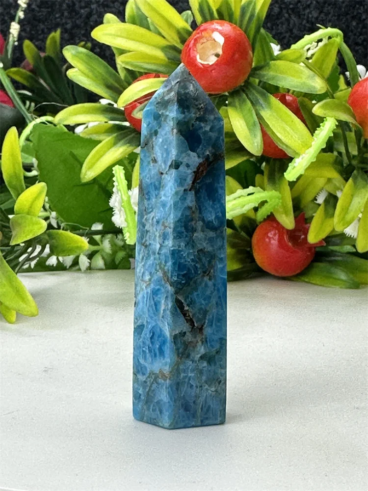 Natural Blue Phosphor Gray Wand, Quartz Crystal, Hexagonal Obelisk ...