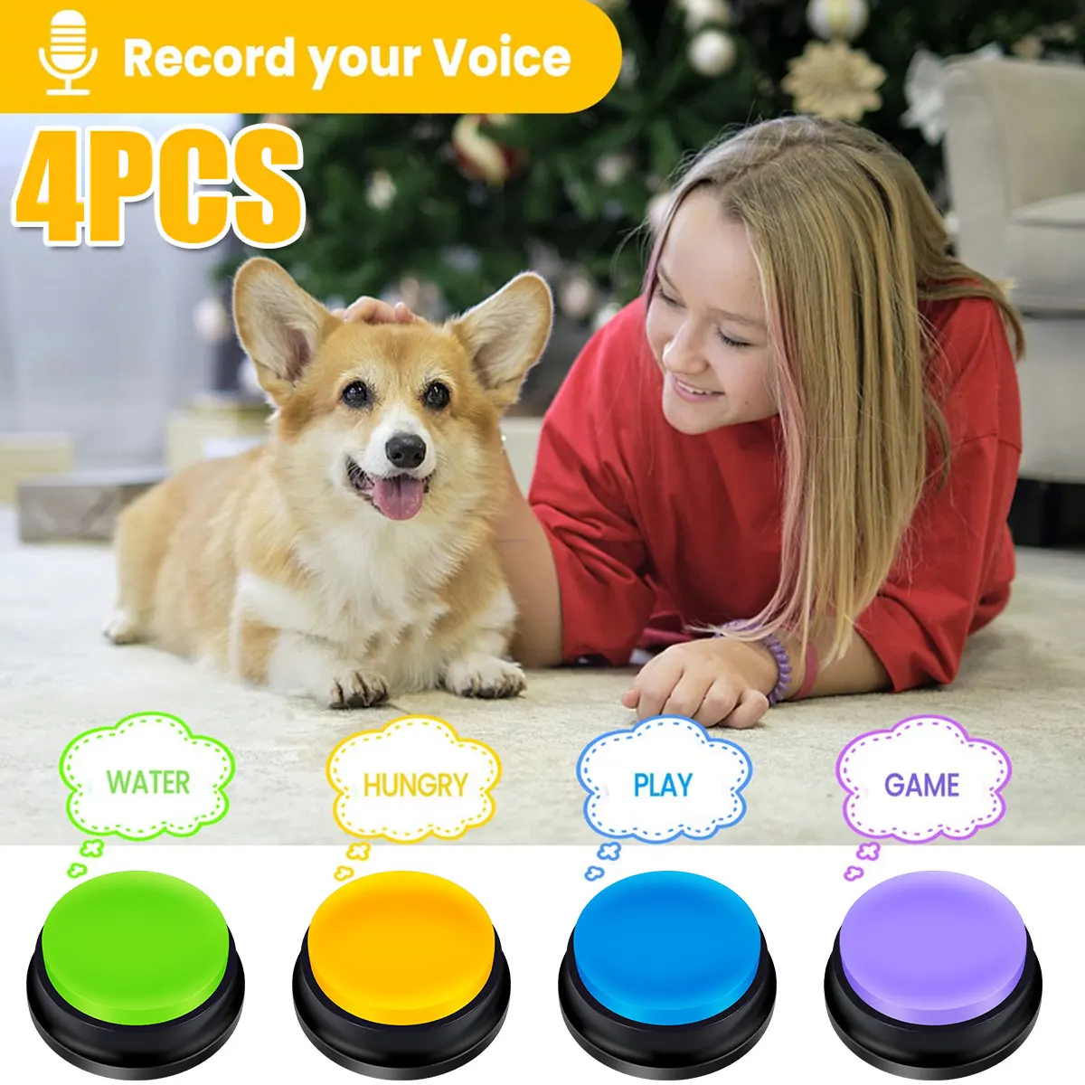 4Pcs-Pet-Button-Box-Recordable-Talking-Button-Cat-Voice-Recorder ...