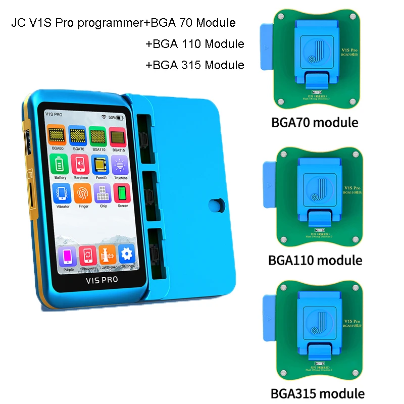Jcid V1s Pro Programmer With Bga315 Bga110 Bga70 Socket Support Built-in Battery Nand Flash Read ...
