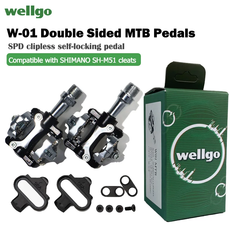 Wellgo W-01 Double Sided Pedals 9/16" Alloy MTB Pedals with Sealed ...