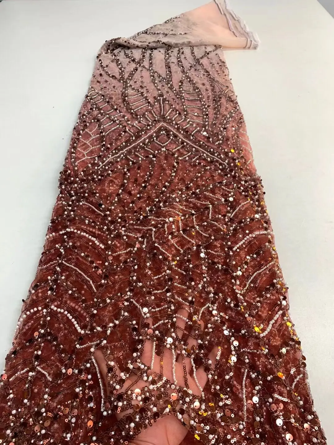 French net Fabric Sat 1101.8813 with beads Embroidered Tulle Fabric ...