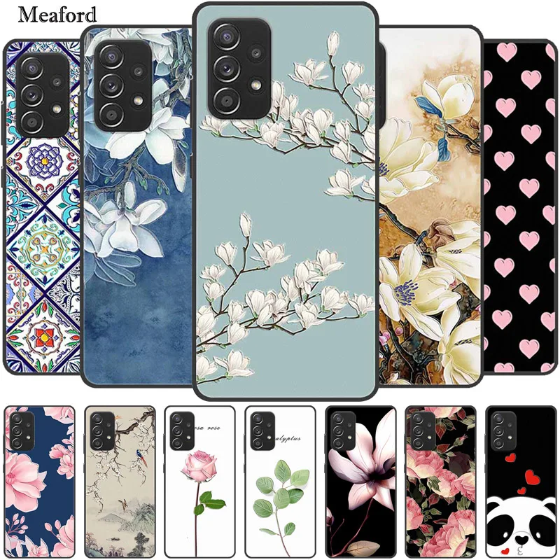 For Samsung Galaxy A52s 5G Case 3D Flower Emboss Soft Silicone Phone ...