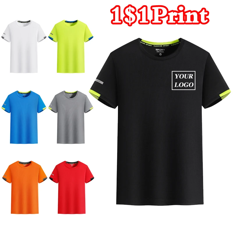 Sports quick drying T-shirt custom logo for men and women's ice silk ...