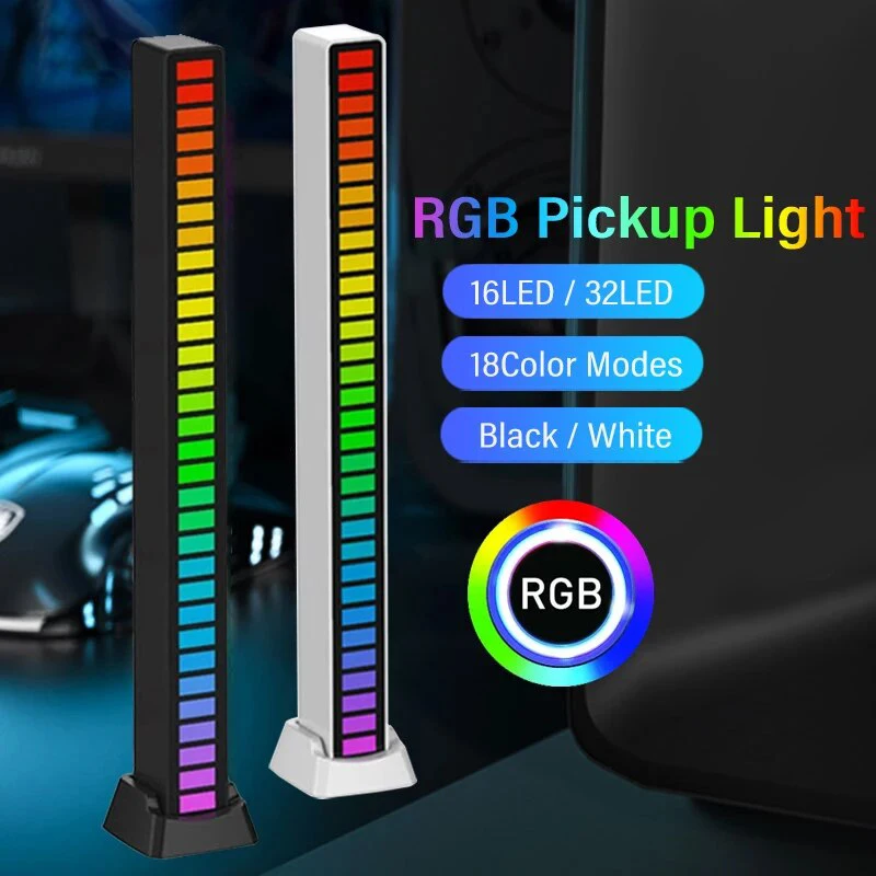 32-LED-Strip-Lights-RGB-Lamp-Bar-Sound-Activated-Music-Pickup-Voice ...