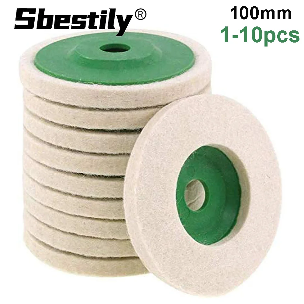 1-10pcs100mm-Polishing-Wool-Wheel-Grinding-Disc-4-Industrial-Wool-Felt ...