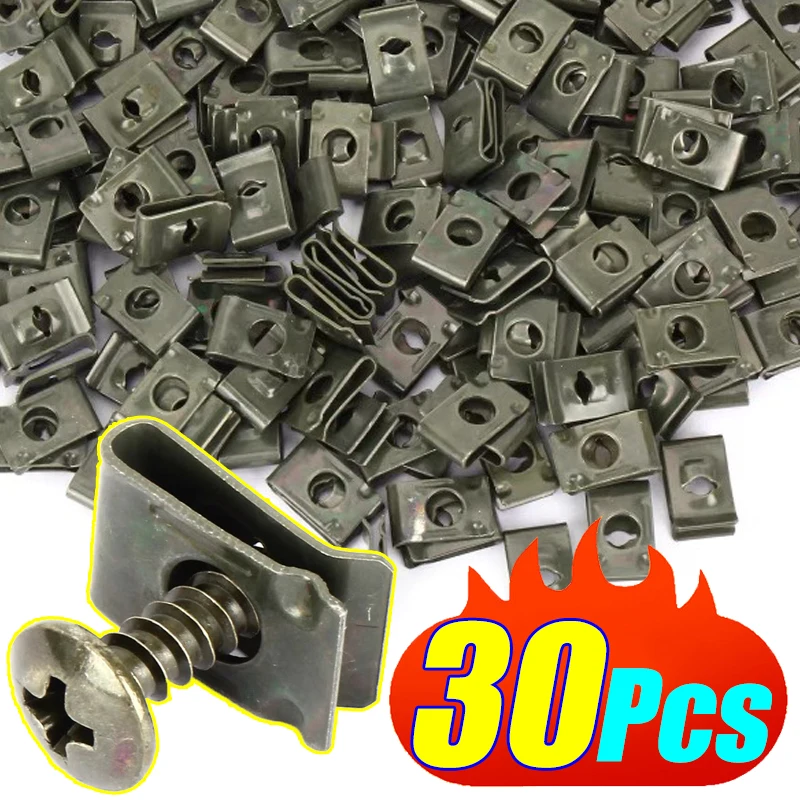 10-30Pcs-Car-Metal-Screw-Fastener-U-Type-Clips-Anti-rust-Clamp-Fastener ...