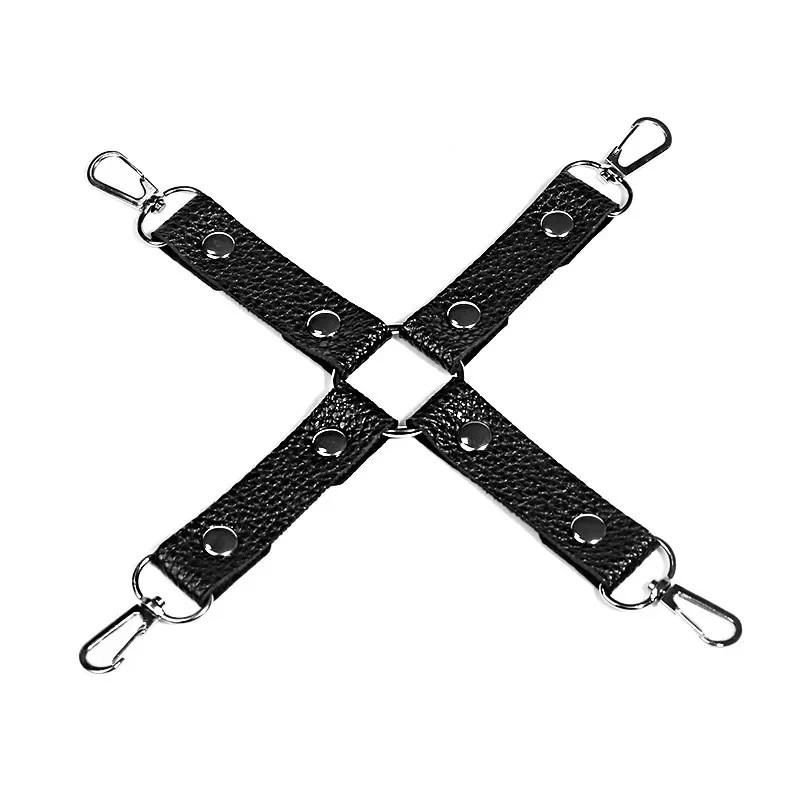 Black-Cross-Buckle-Handcuffs-Ankle-Restraint-PU-Leather-Connect-Buckle ...
