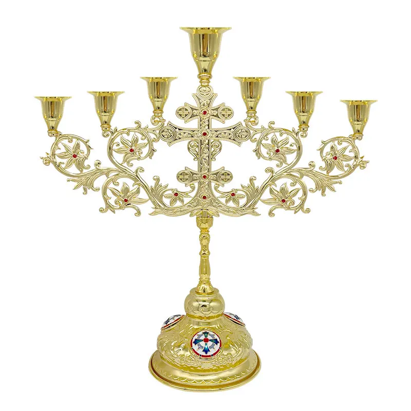 Orthodox-Candle-Holder-Cross-GoldChristian-Catholic-Votive-Candlestick ...