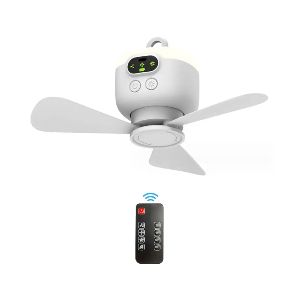 Portable Rechargeable 8000mAh Ceiling Fan with Remote Control & Light ...