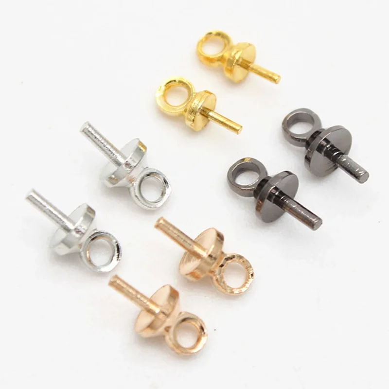 100pcs 3mm 4mm Gold/Silver Color Copper Metal Eyes Bail Top Drilled ...