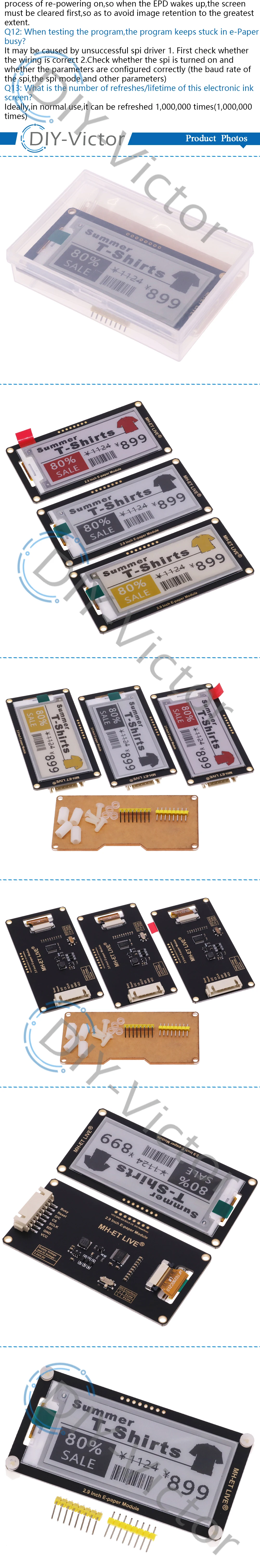 Tela E Módulo De E-ink Eink De 2.9 Polegadas. Suporte Para Arduino Uno Stm32 Raspberry Pi Esp32 ...