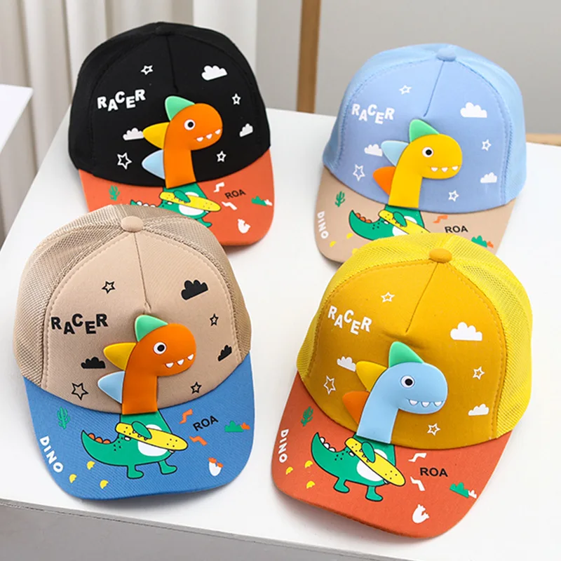 Cartoon Dinosaur Children Baseball Cap Cute Animal Kids Sun Hat Spring Corduroy Outdoor Boys ...