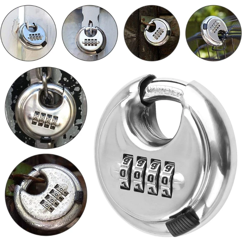 1-pcs-Round-Padlocks-Stainless-Steel-Discus-Locks-4-Digits-Combination ...