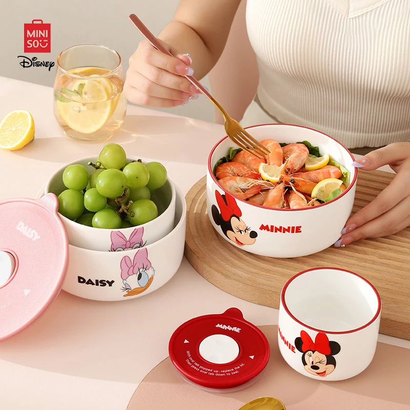 Miniso-Disney-Mickey-Ceramic-Bowl-3-Piece-Set-Cartoon-Cute-Pooh-With ...