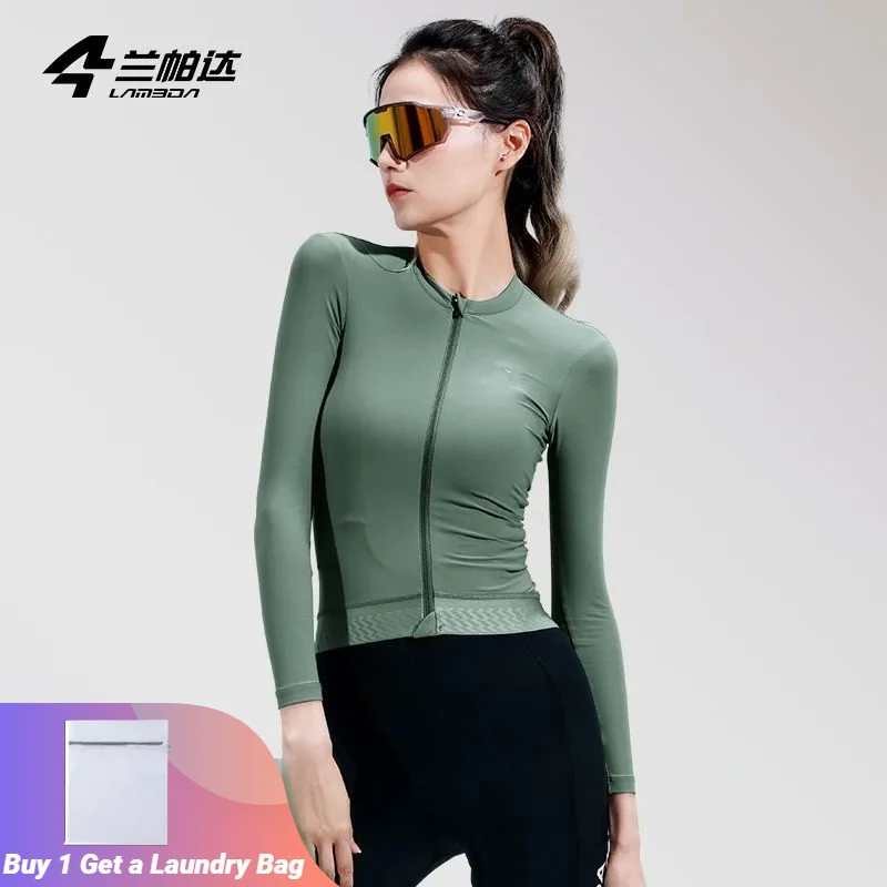 Lameda-Women-Cycling-Shirt-Contrast-Color-Stitching-Cycling-Jersey-Antislip-Long-Sleeve ...