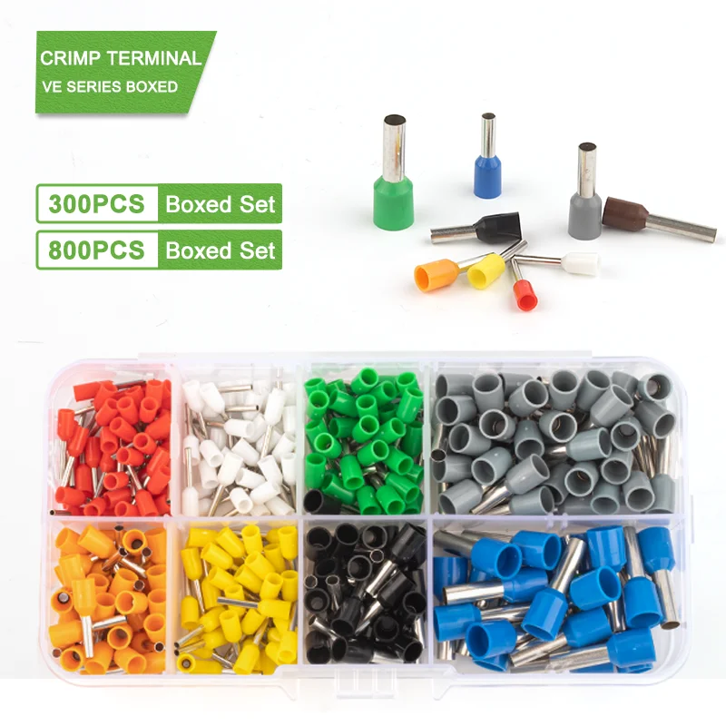 Boxed-300-800PCS-VE-Tubular-Crimp-Terminals-Kit-Electrical-Cable-Tube ...