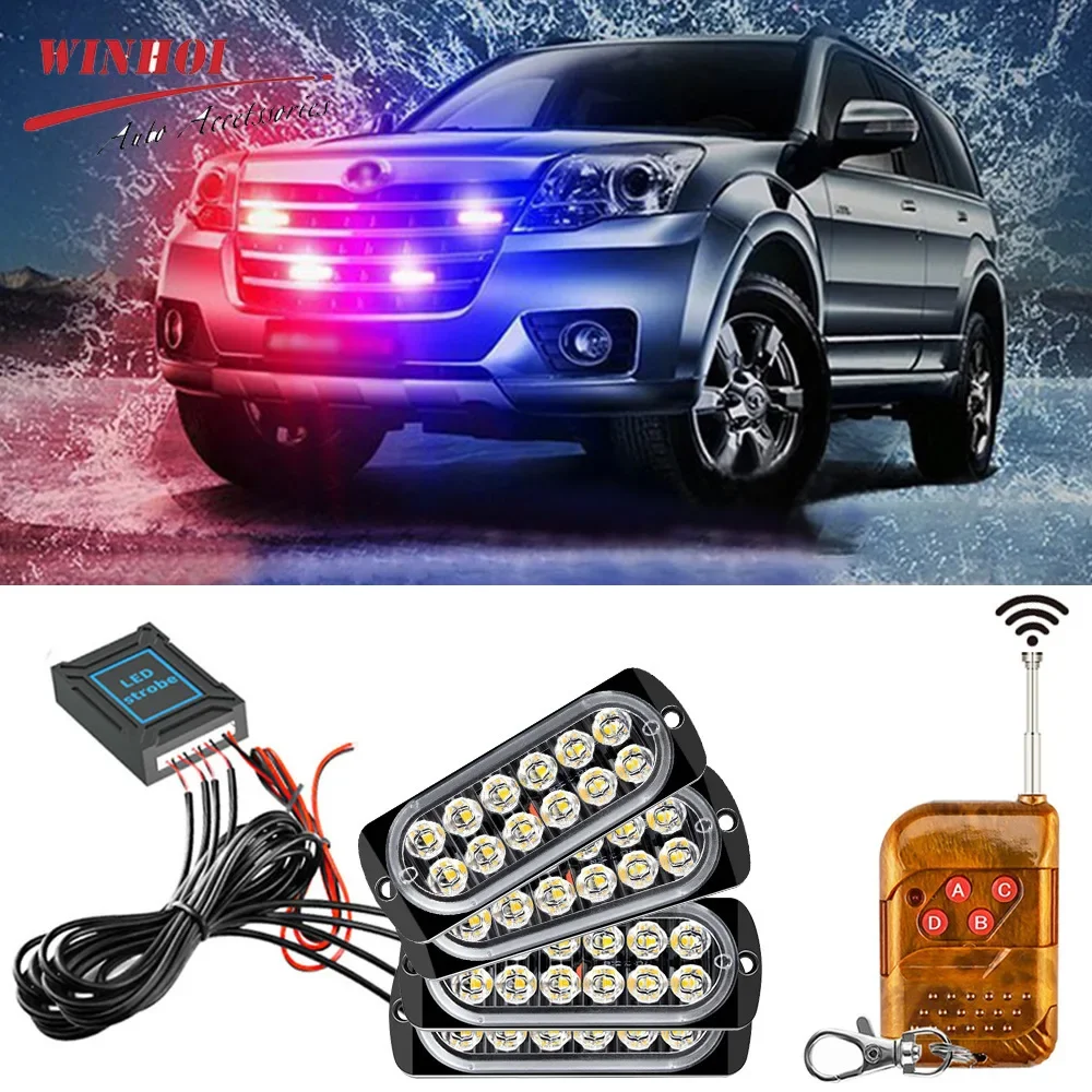 48 LED Car Police Strobe Lights Wireless Led Stroboscope 12-24V Auto ...