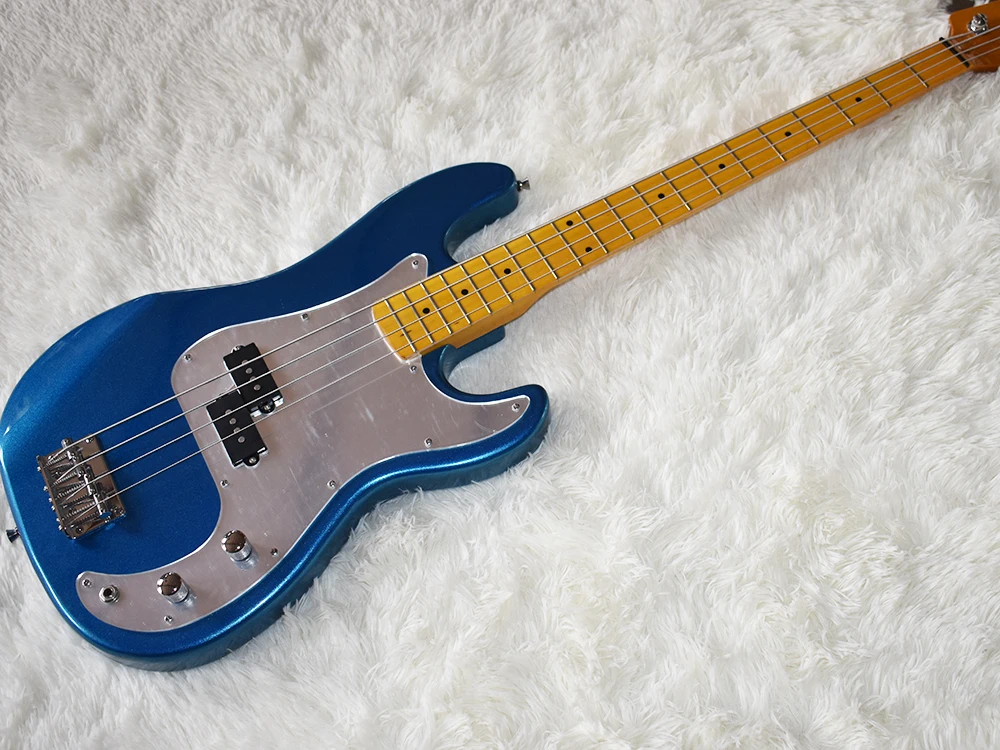 Factory-Metal-Blue-Electric-Bass-Guitar-Maple-Fretboard-Mirror ...